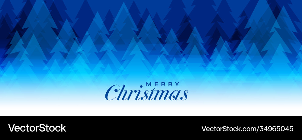 Merry christmas tree blue winter banner design Vector Image