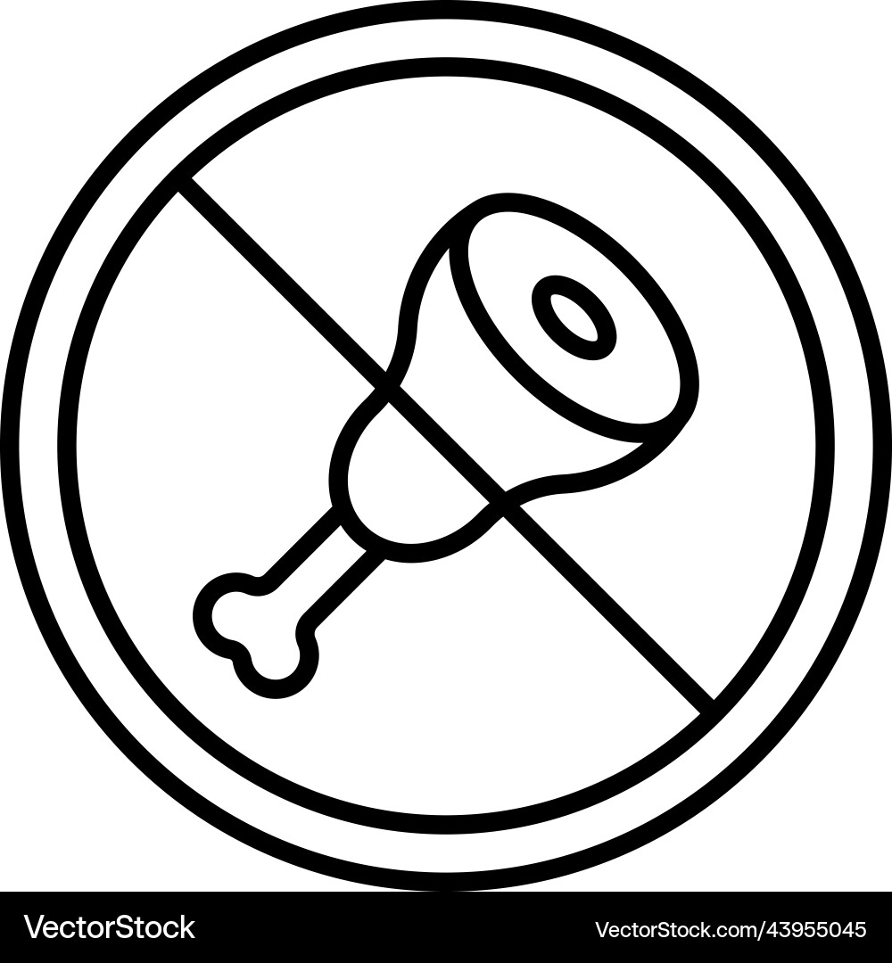 No meat line art icon design template Royalty Free Vector