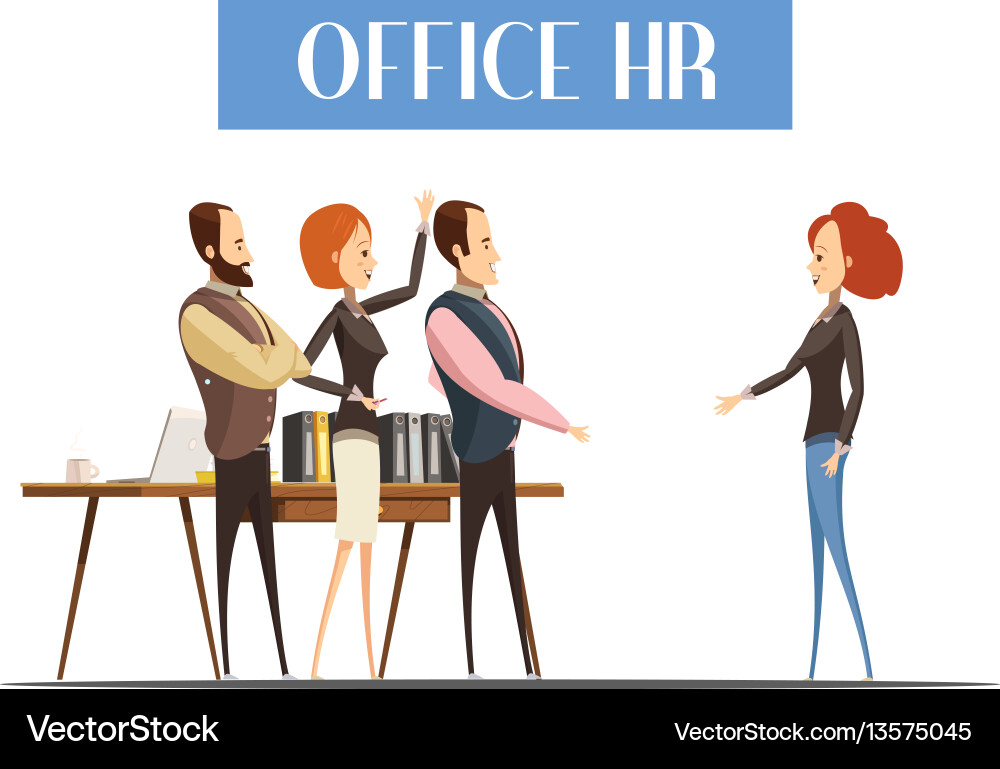 Office hr cartoon style Royalty Free Vector Image