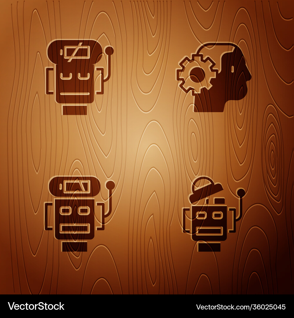 Set robot low battery charge and humanoid robot Vector Image