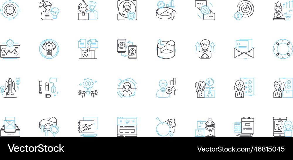 Strong leadership linear icons set visionary Vector Image
