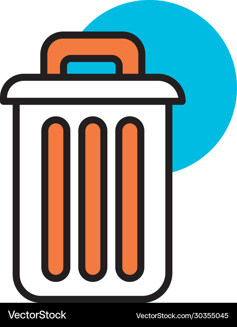 Waste bin line and fill style icon Royalty Free Vector Image