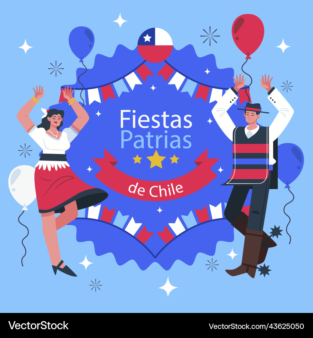Fiestas Patrias Chile Celebration Royalty Free Vector Image