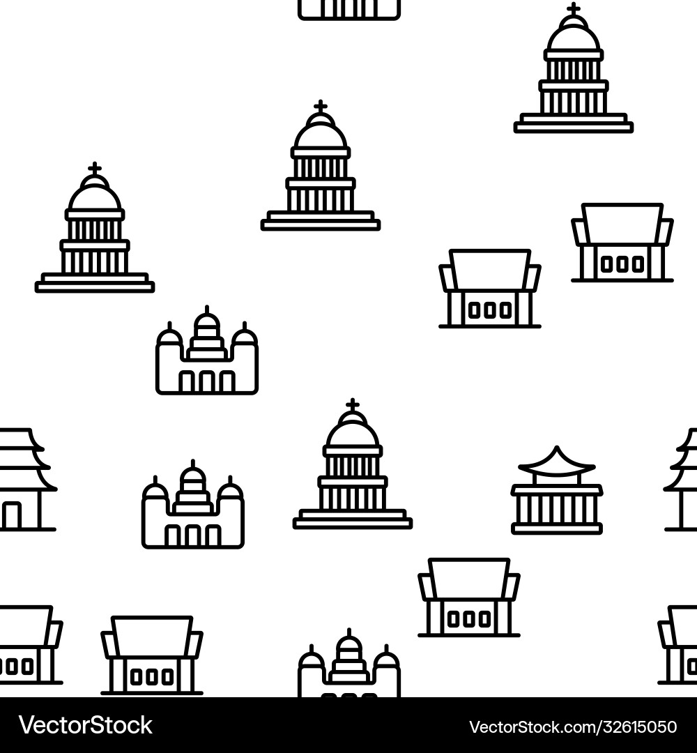 Temple architecture building seamless Royalty Free Vector