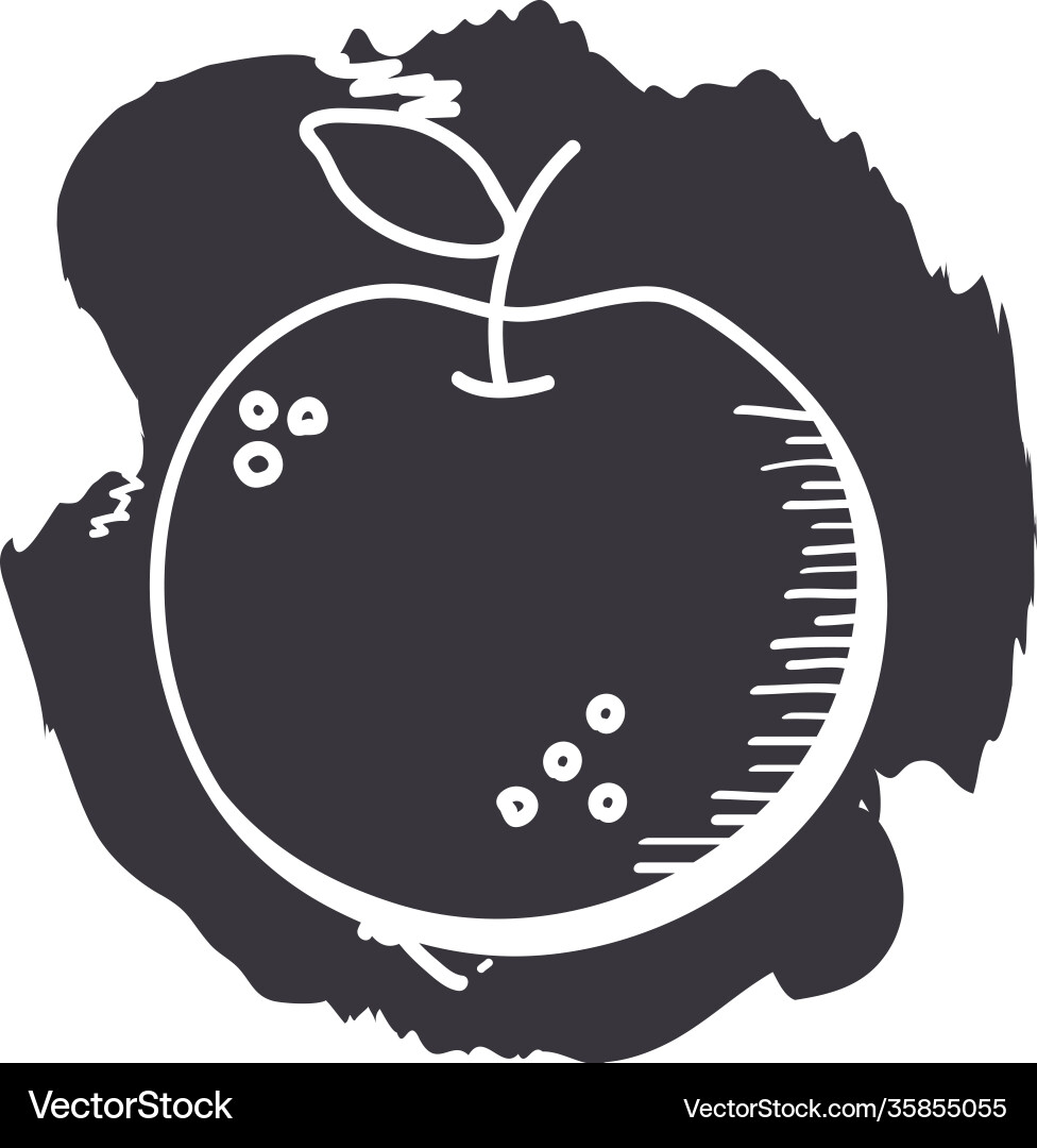 Apple fruit hand draw and block style icon Vector Image