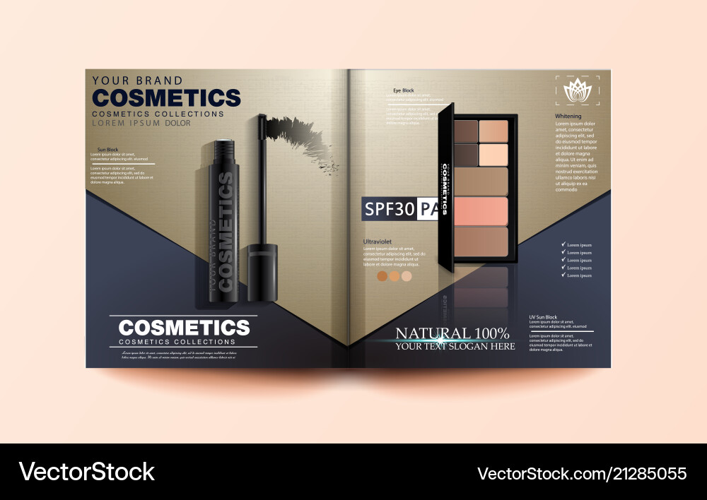 Beauty magazine designeyeshadow set Royalty Free Vector
