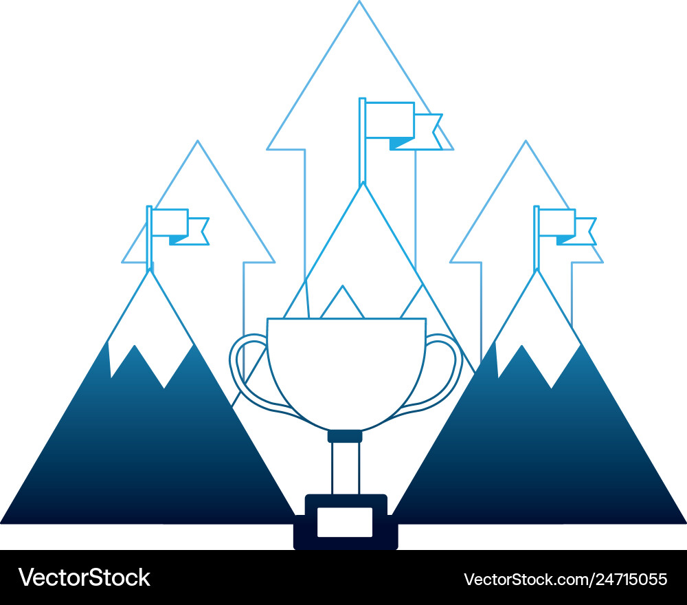 Business success progress mountains flag Vector Image
