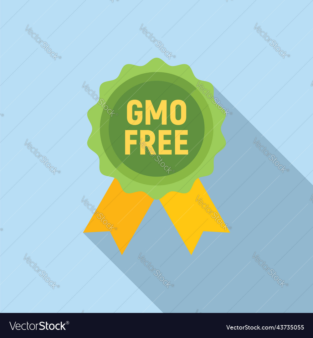 Gmo free emblem icon flat dna food Royalty Free Vector Image