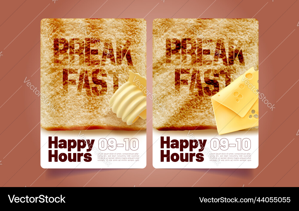 Happy hours banner realistic templates set Vector Image