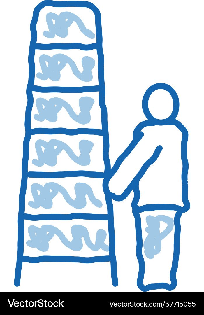 Human with ladder doodle icon hand drawn Vector Image
