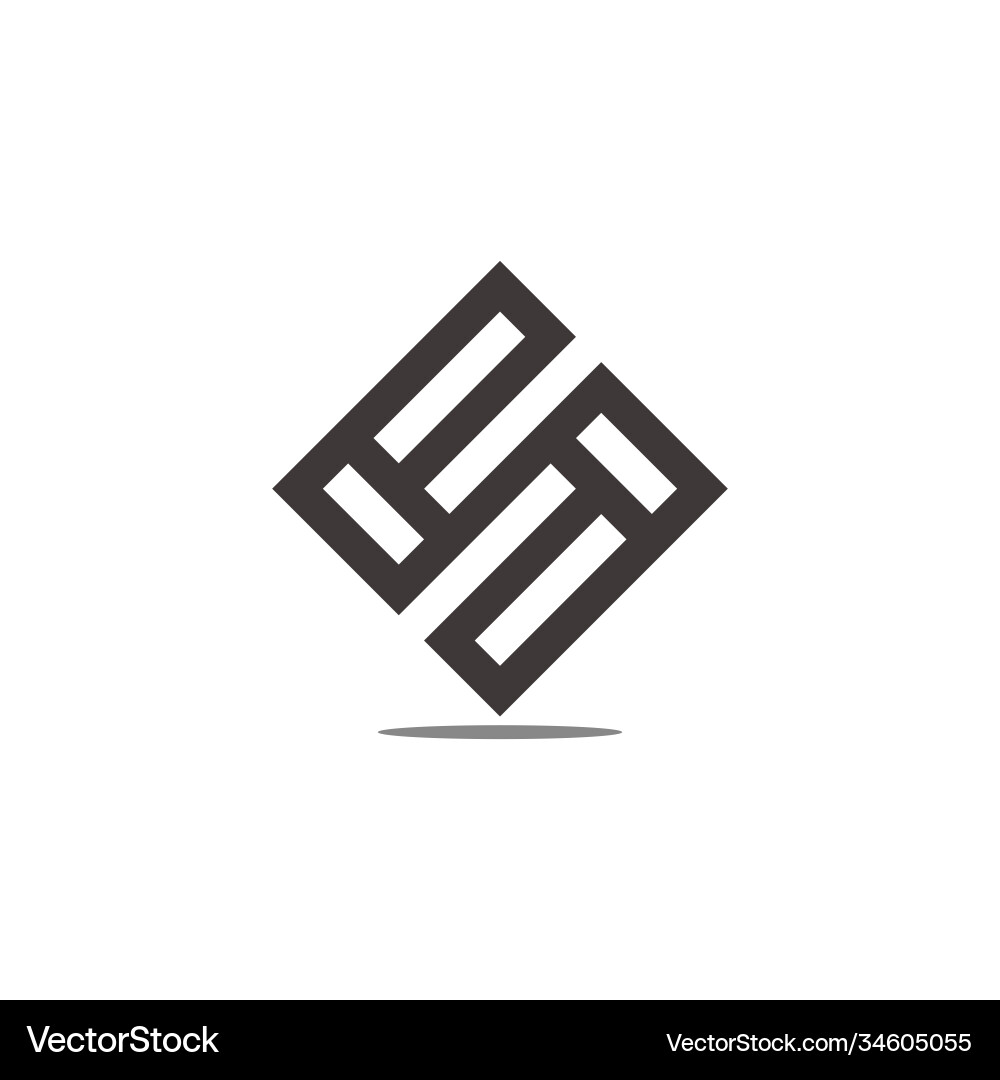 Letter s simple shadow square geometric line logo Vector Image