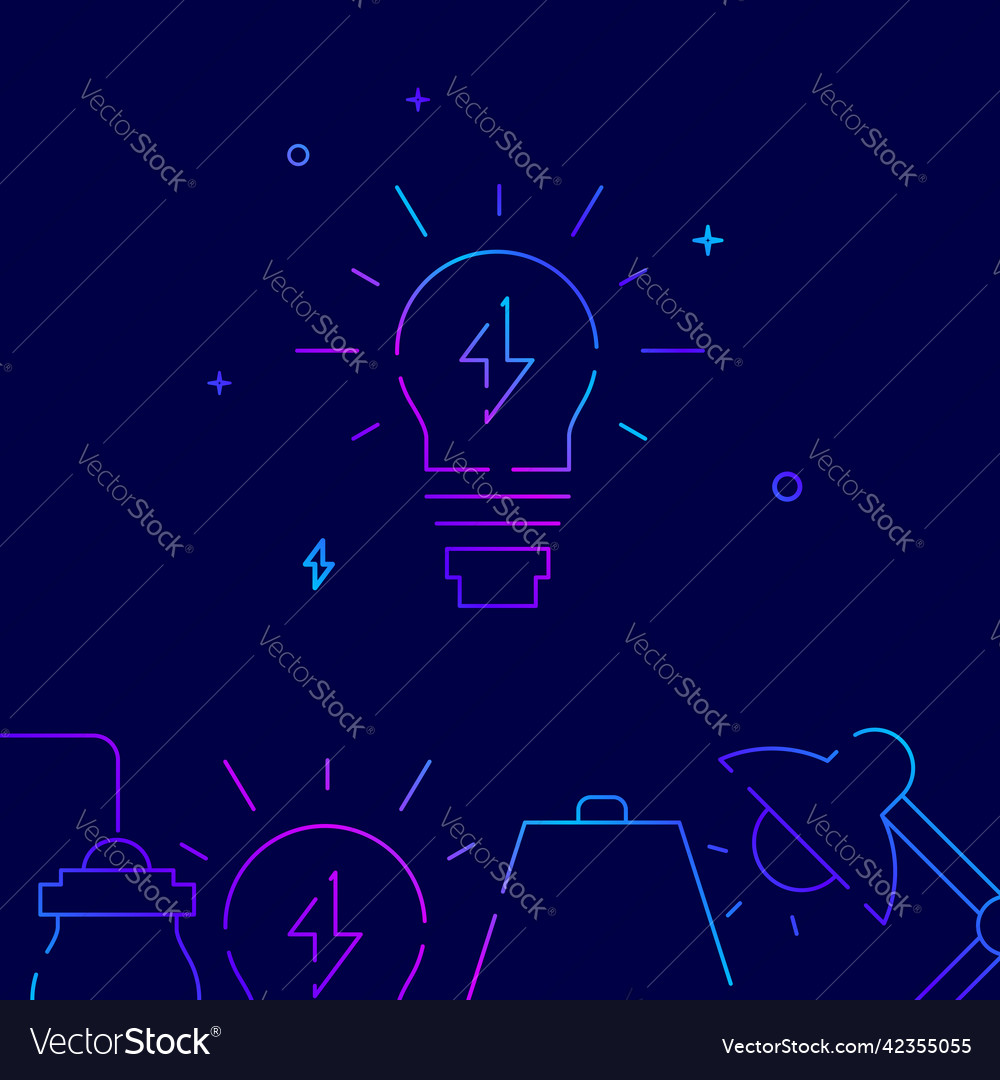 Lightbulb gradient line icon Royalty Free Vector Image