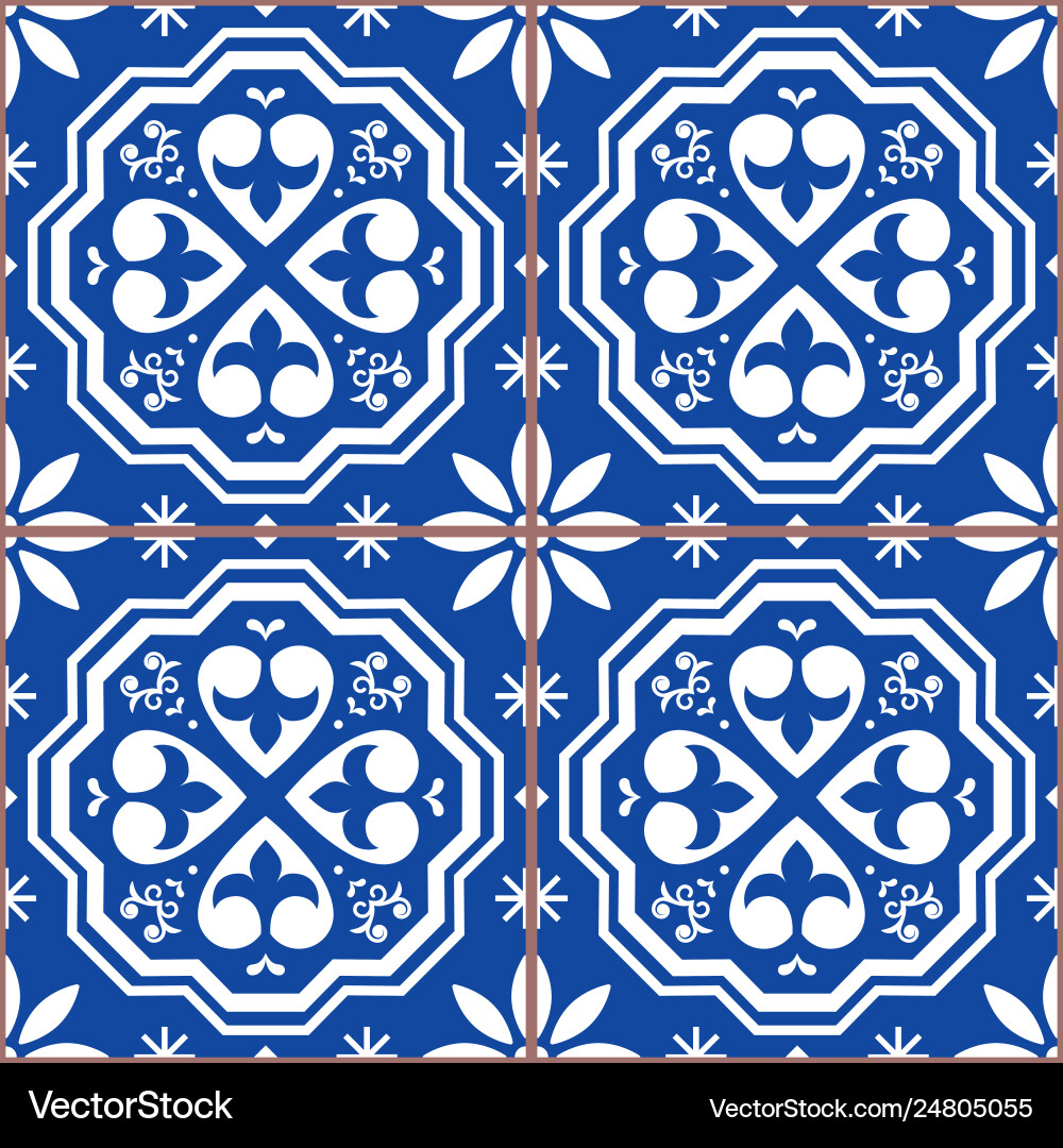 Portuguese tiles azulejos seamless pattern Vector Image