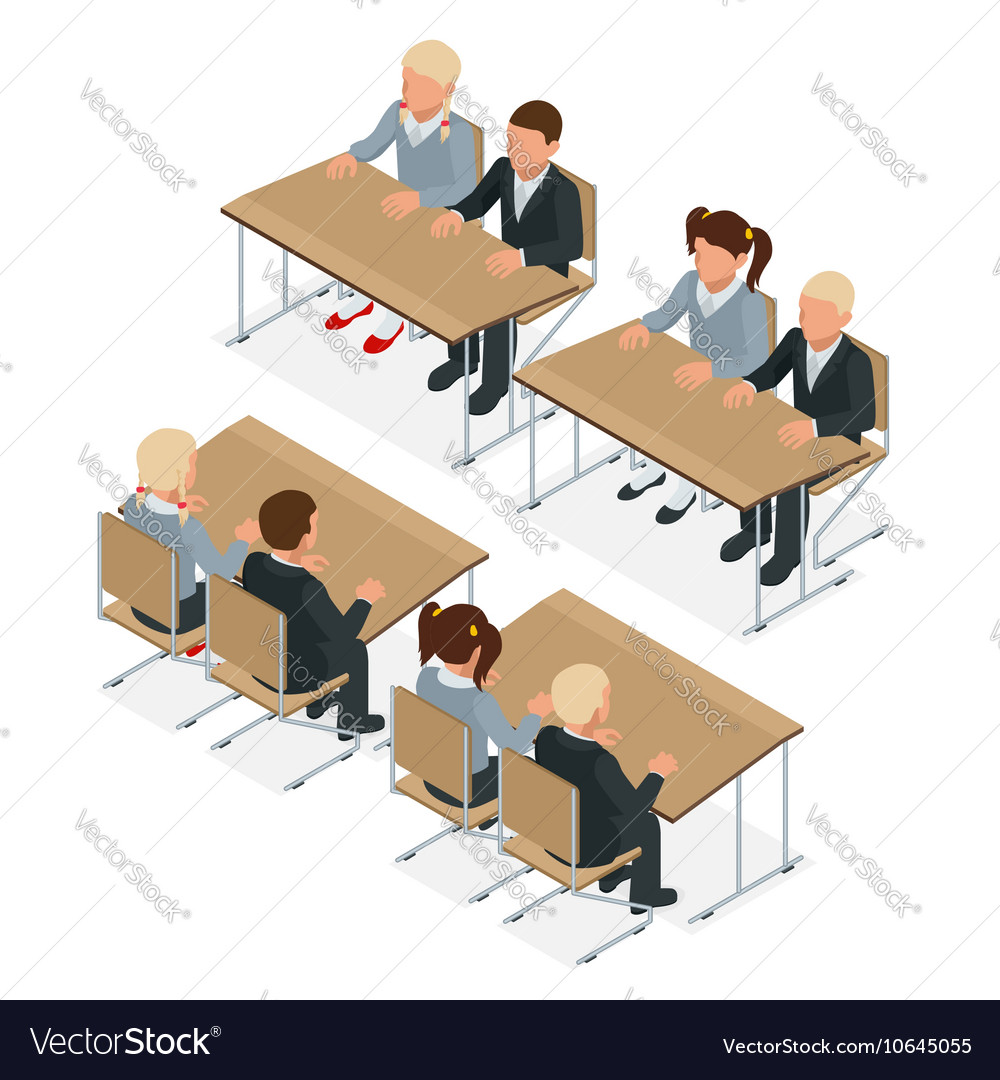 School lesson little students isometric Royalty Free Vector