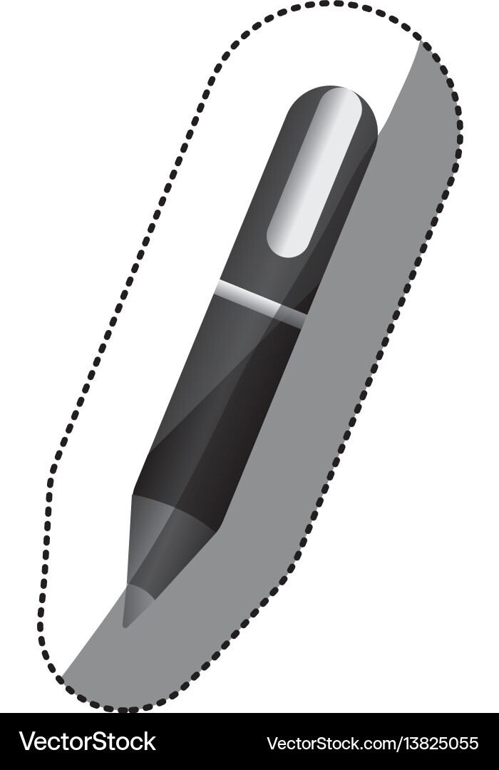 Sticker color realistic pen icon flat Royalty Free Vector