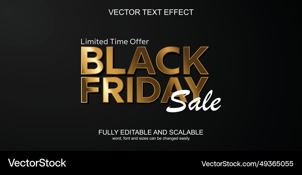 Text effect black friday sale banner Royalty Free Vector