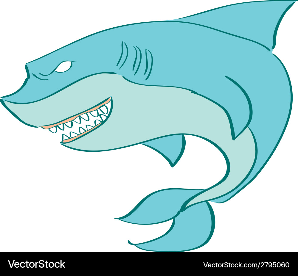 A blue shark on white background Royalty Free Vector Image