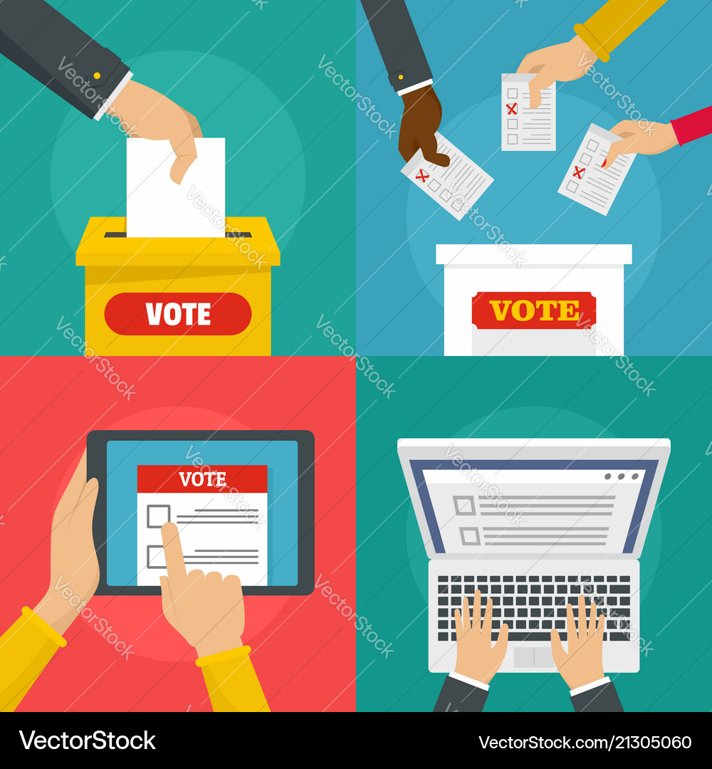 Ballot voting box banner concept set flat style Vector Image