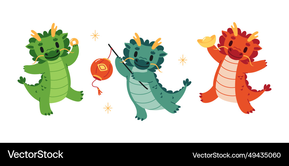 Chinese cartoon dragons Royalty Free Vector Image