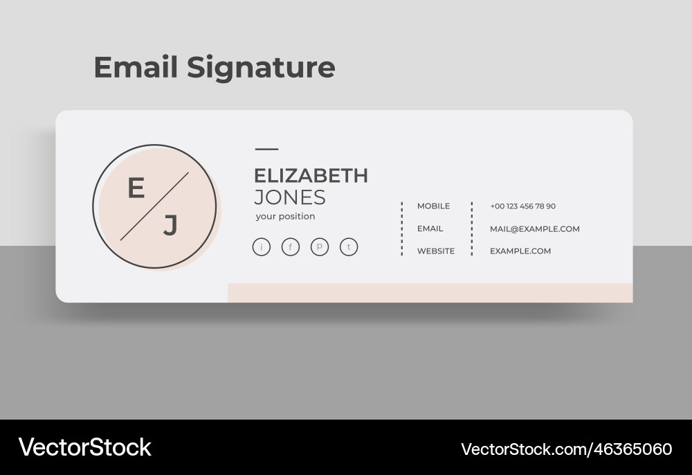 Email signature template minimal layout design Vector Image