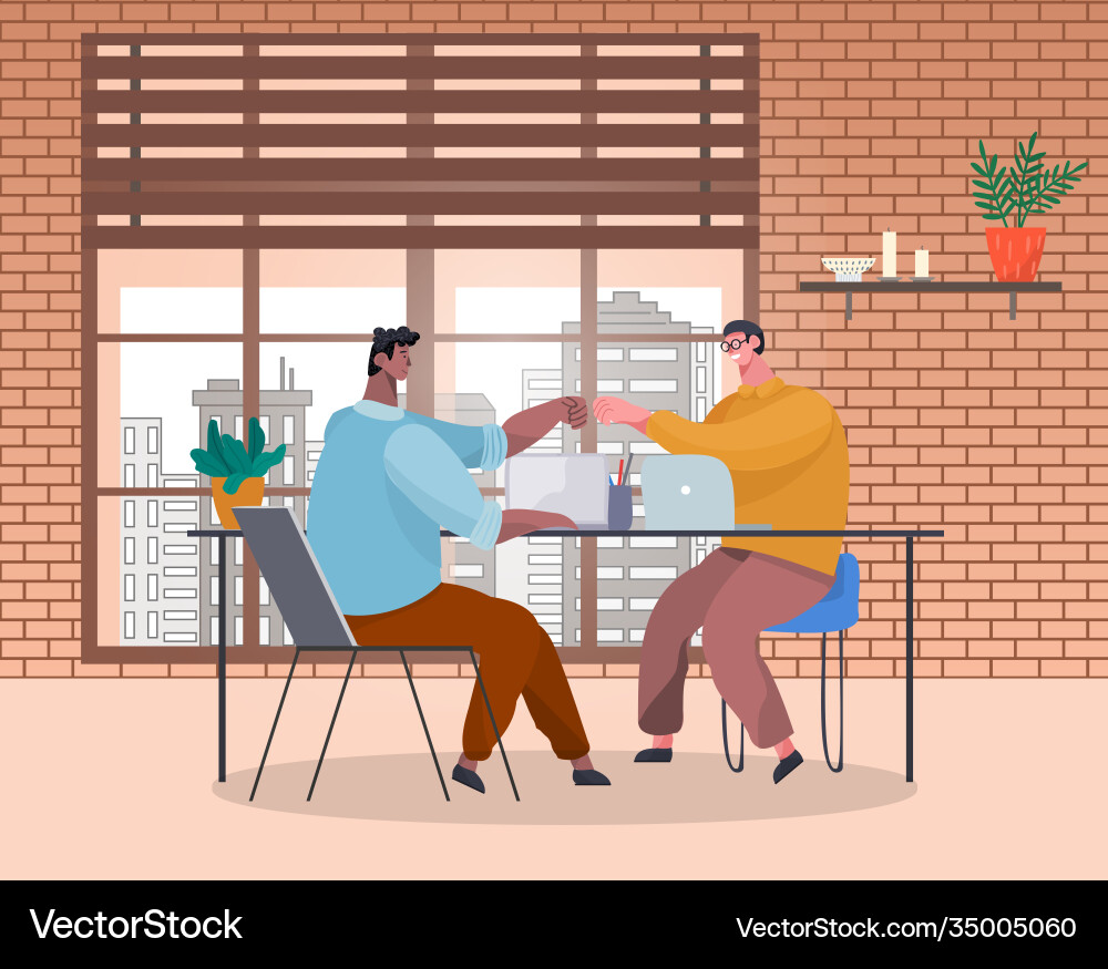 Fists bumping colleagues as sign cooperation Vector Image