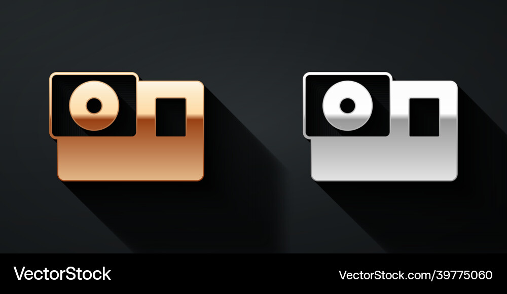 Gold and silver action extreme camera icon Vector Image