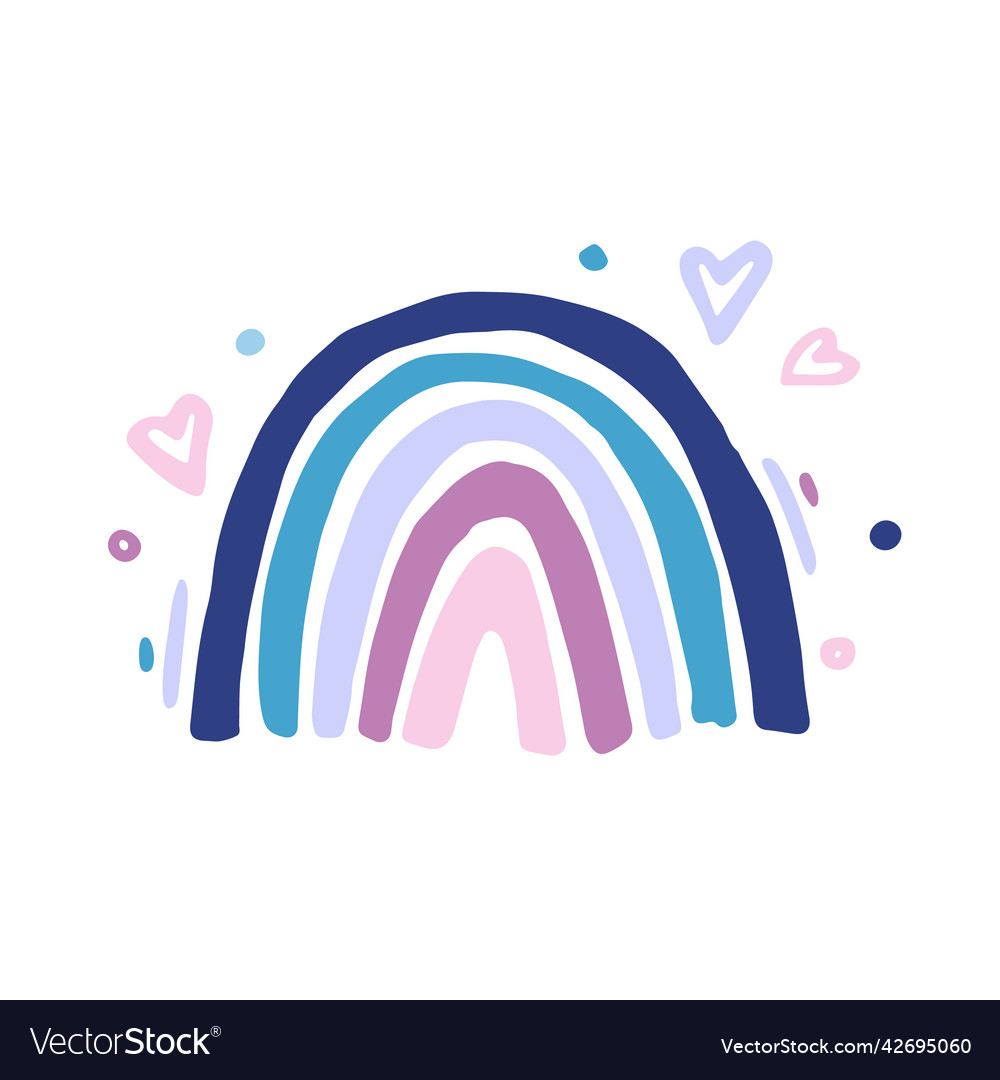 Hand drawn cute rainbow with hearts Royalty Free Vector