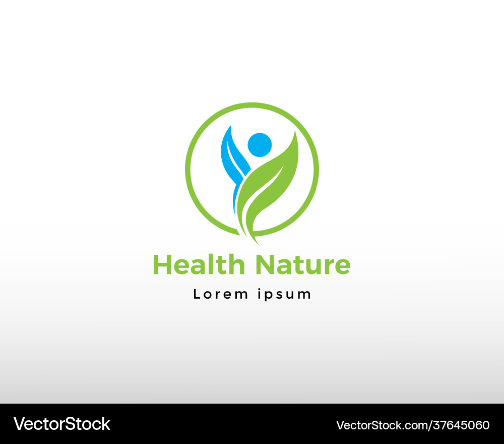 Health logo leave creative Royalty Free Vector Image
