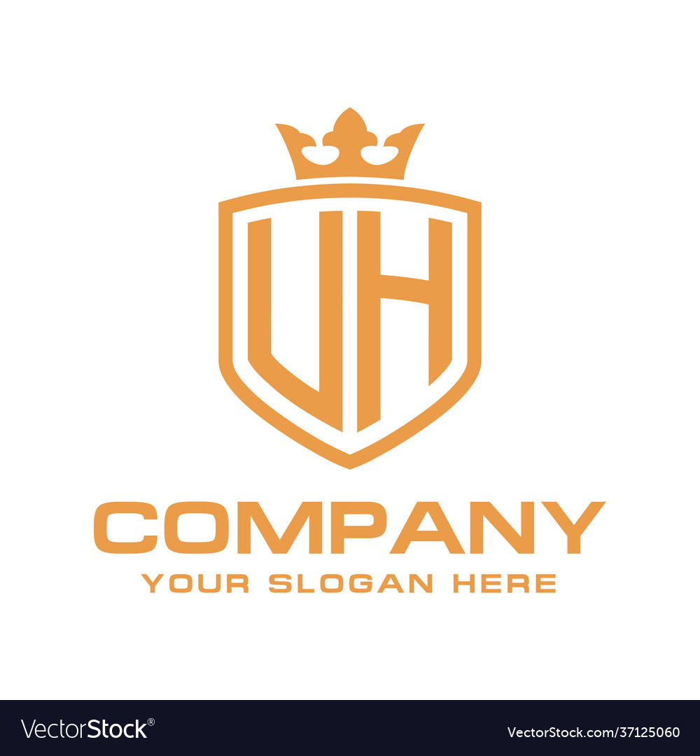 Letter uh initial logo luxury design Royalty Free Vector