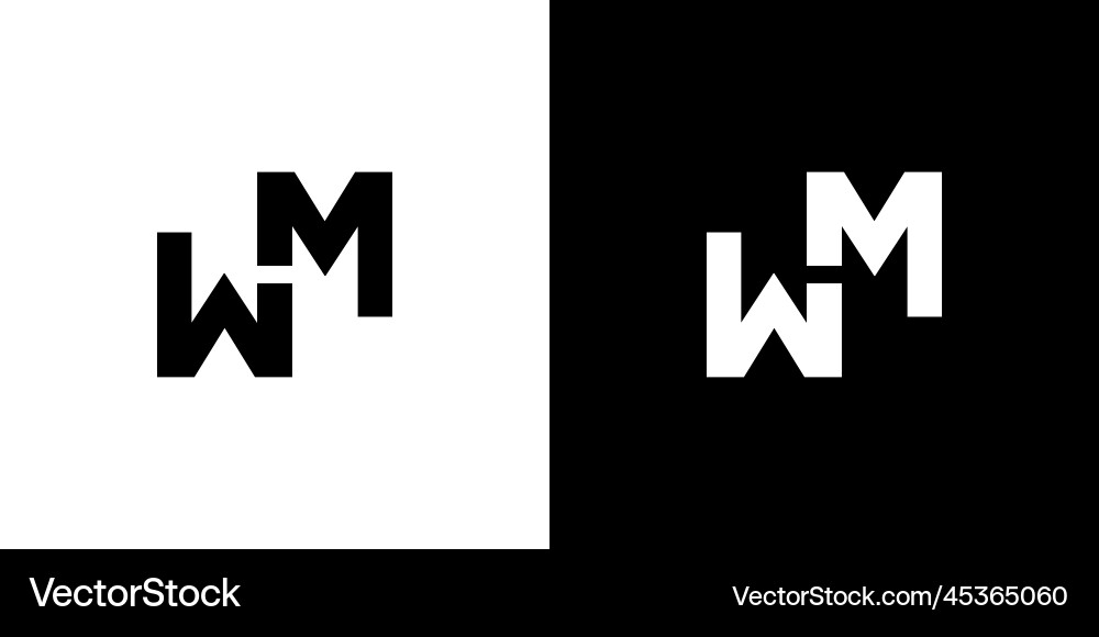 Modern and strong letter wm initials logo design Vector Image