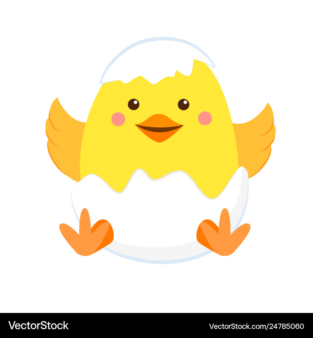 Newborn yellow chicken in shell Royalty Free Vector Image