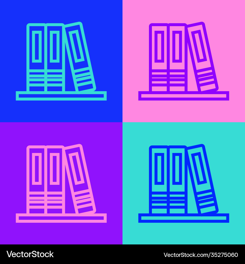 Pop art line office folders with papers Royalty Free Vector