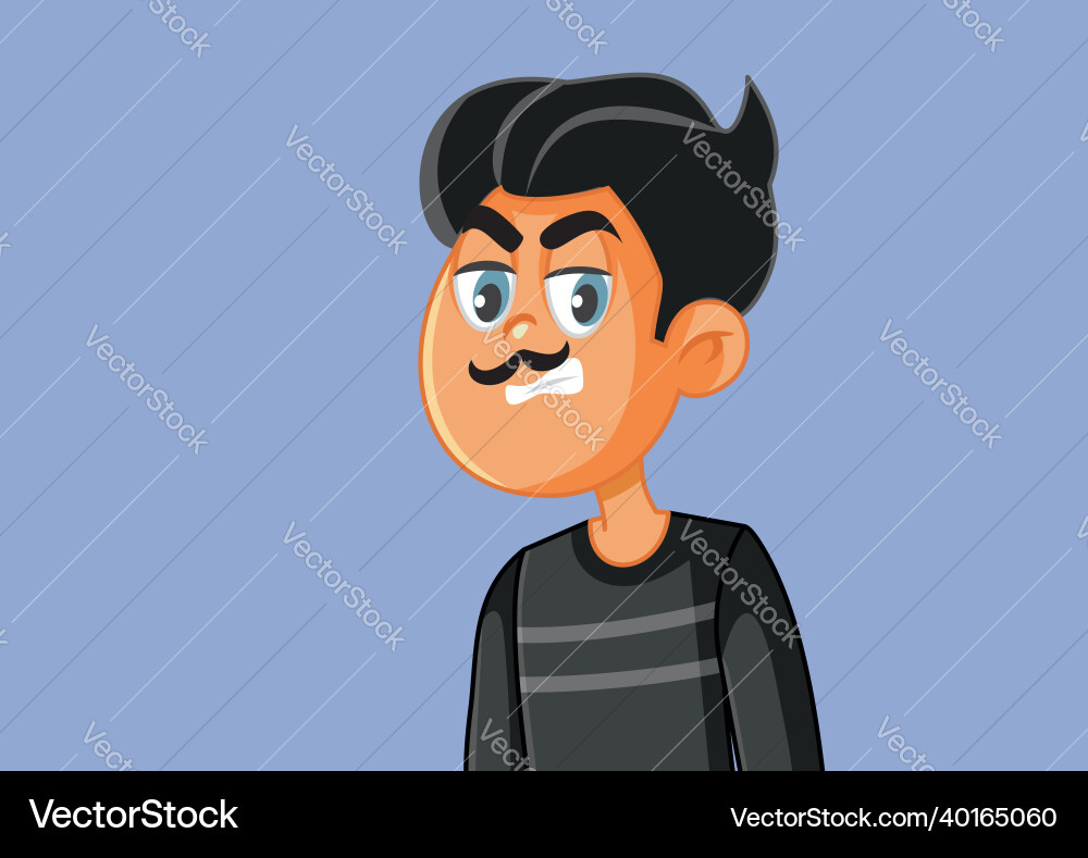 Unhappy grumpy mustache man cartoon Royalty Free Vector