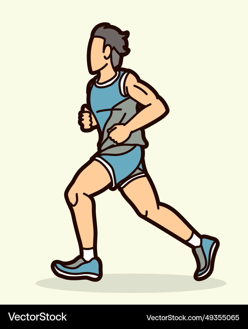 A man start running action marathon runner cartoon