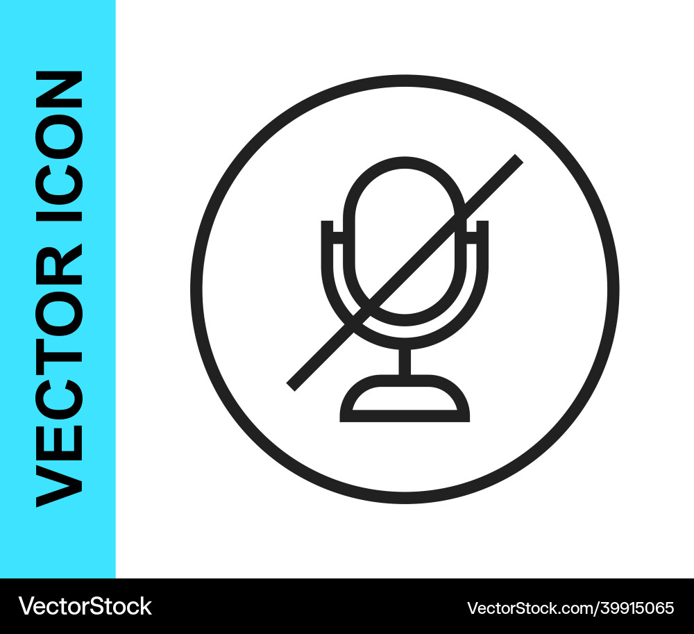 Black line mute microphone icon isolated on white Vector Image