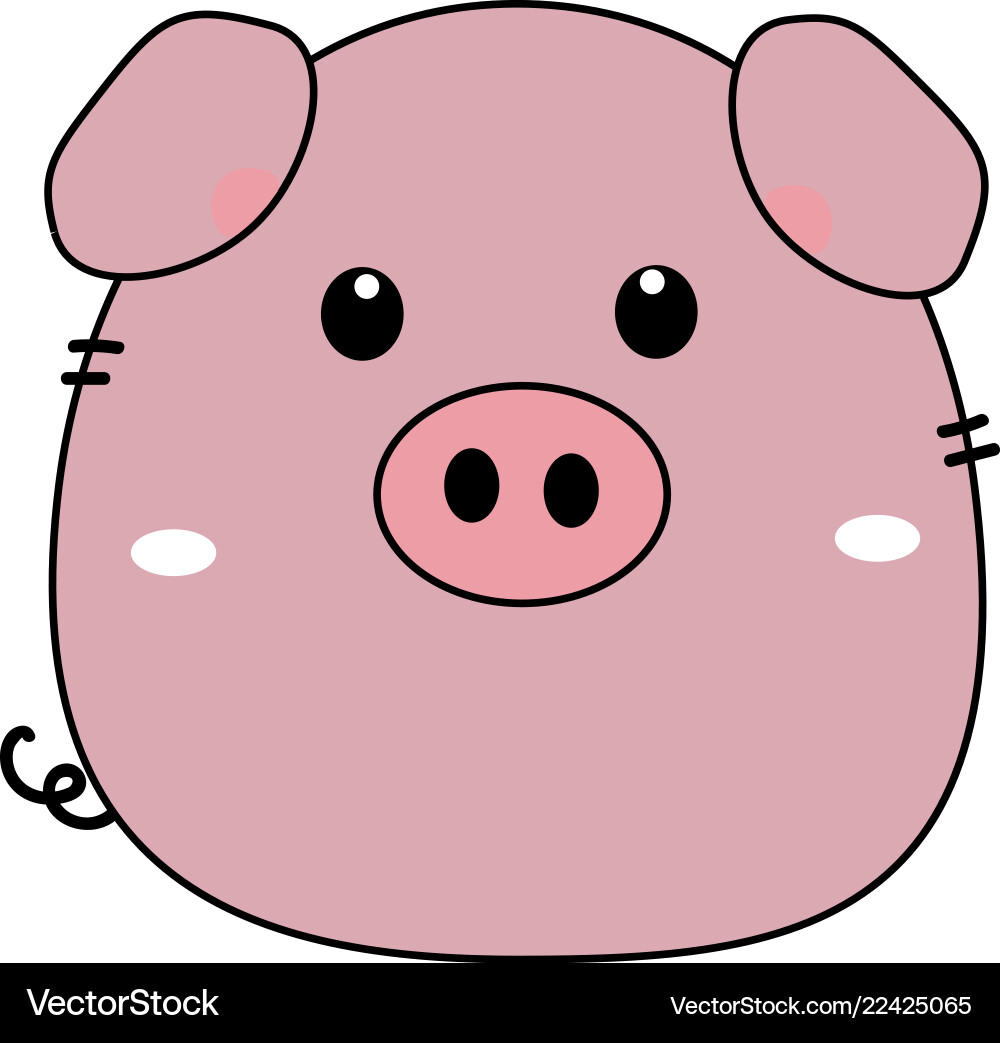 Cute funny pig isolated on white background flat Vector Image