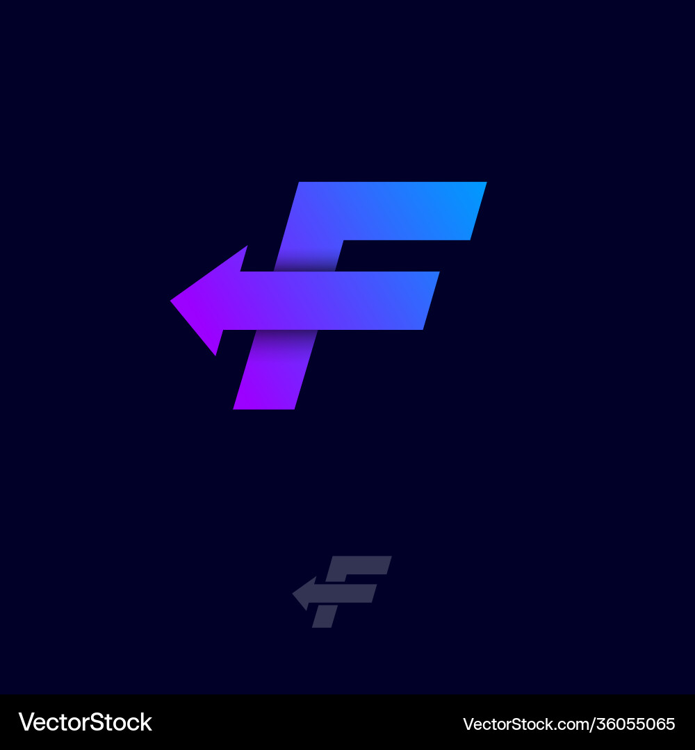 F monogram arrow logistic delivery shipping logo Vector Image