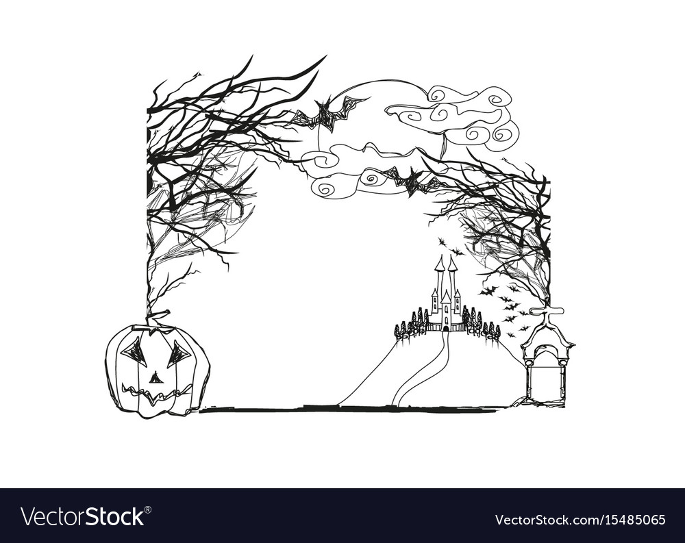 Halloween doodle frame Royalty Free Vector Image