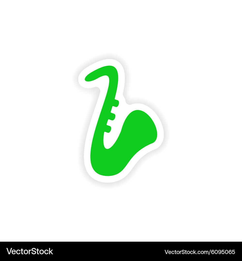Icon sticker realistic design on paper saxophone Vector Image