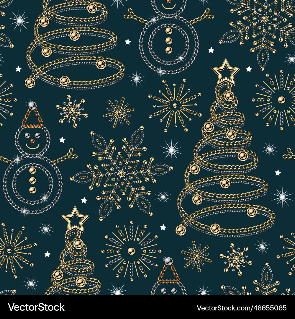 Luxe jewelry christmas pattern with gold chains Vector Image