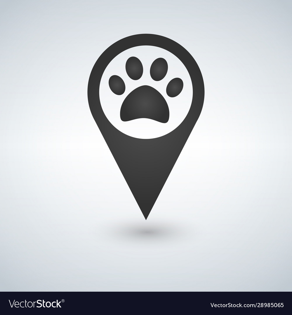 Map pointer paw print icon Royalty Free Vector Image