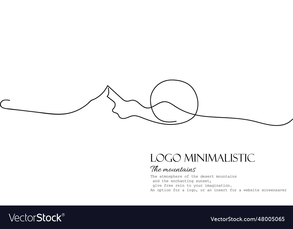 Minimalist mountain line art landscape outline Vector Image Minimalist mountain line art landscape outline Vector Image