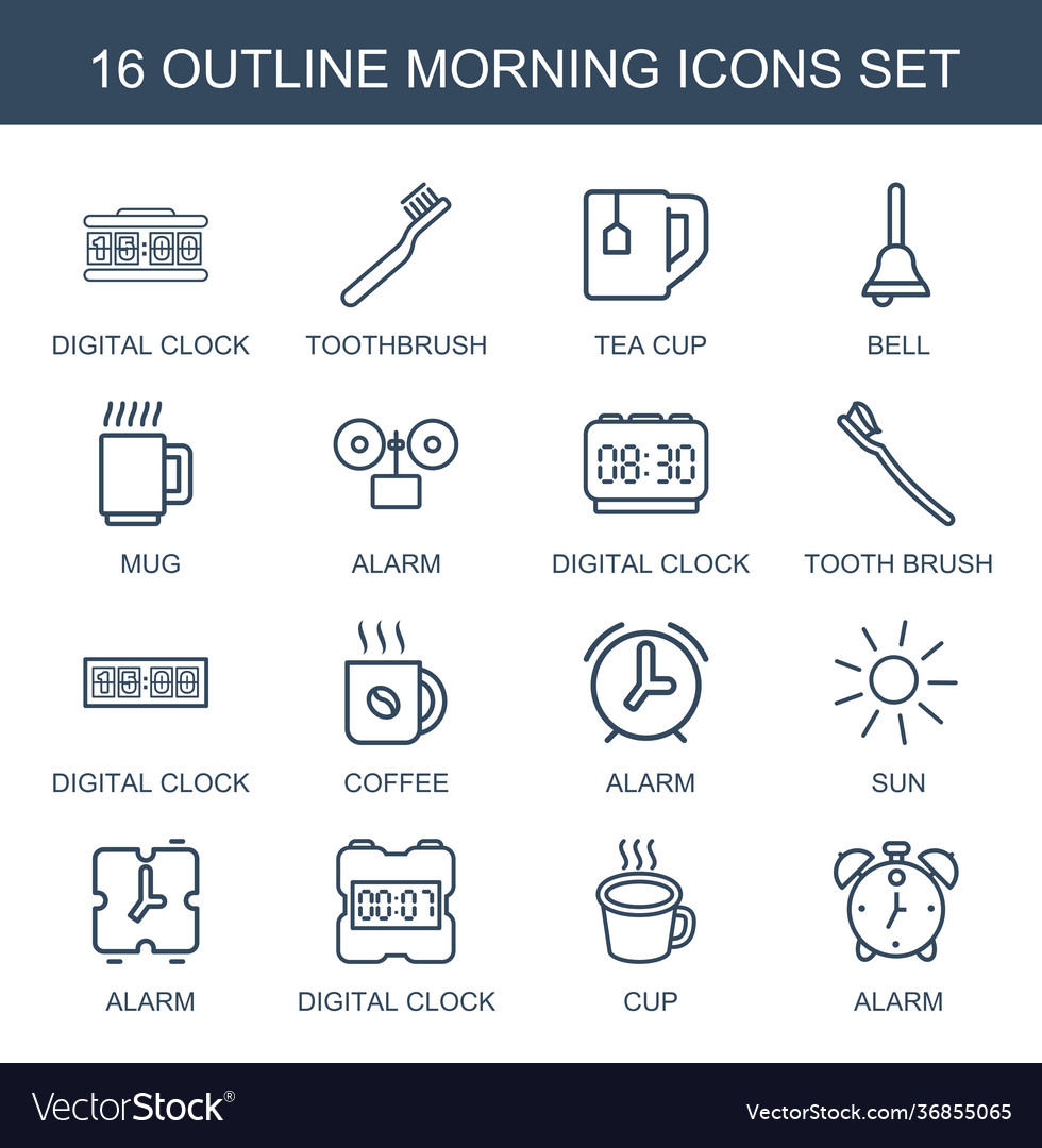 Morning icons Royalty Free Vector Image - VectorStock