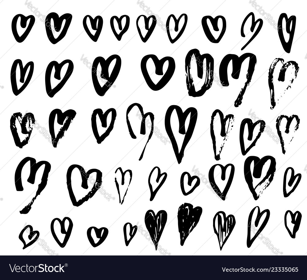 Set of hand drawn hearts Royalty Free Vector Image