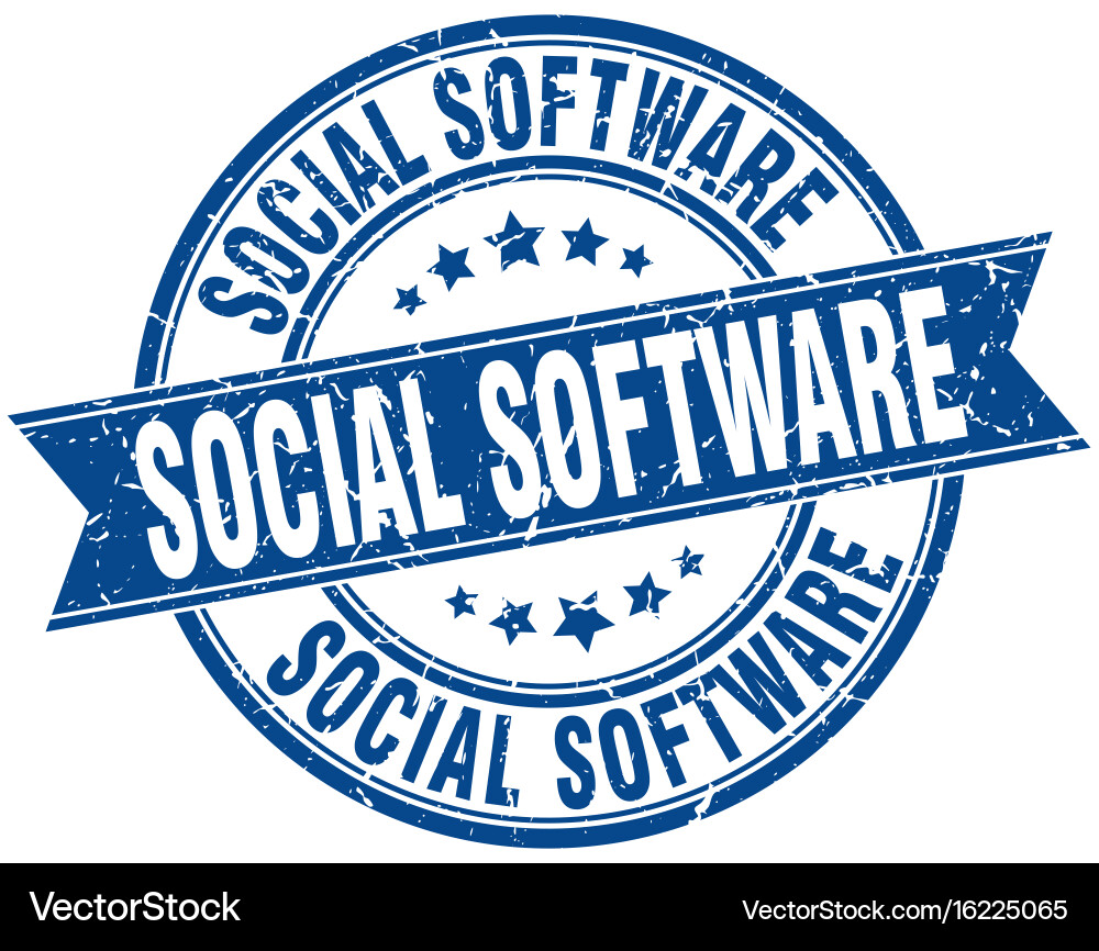 Social software round grunge ribbon stamp Vector Image