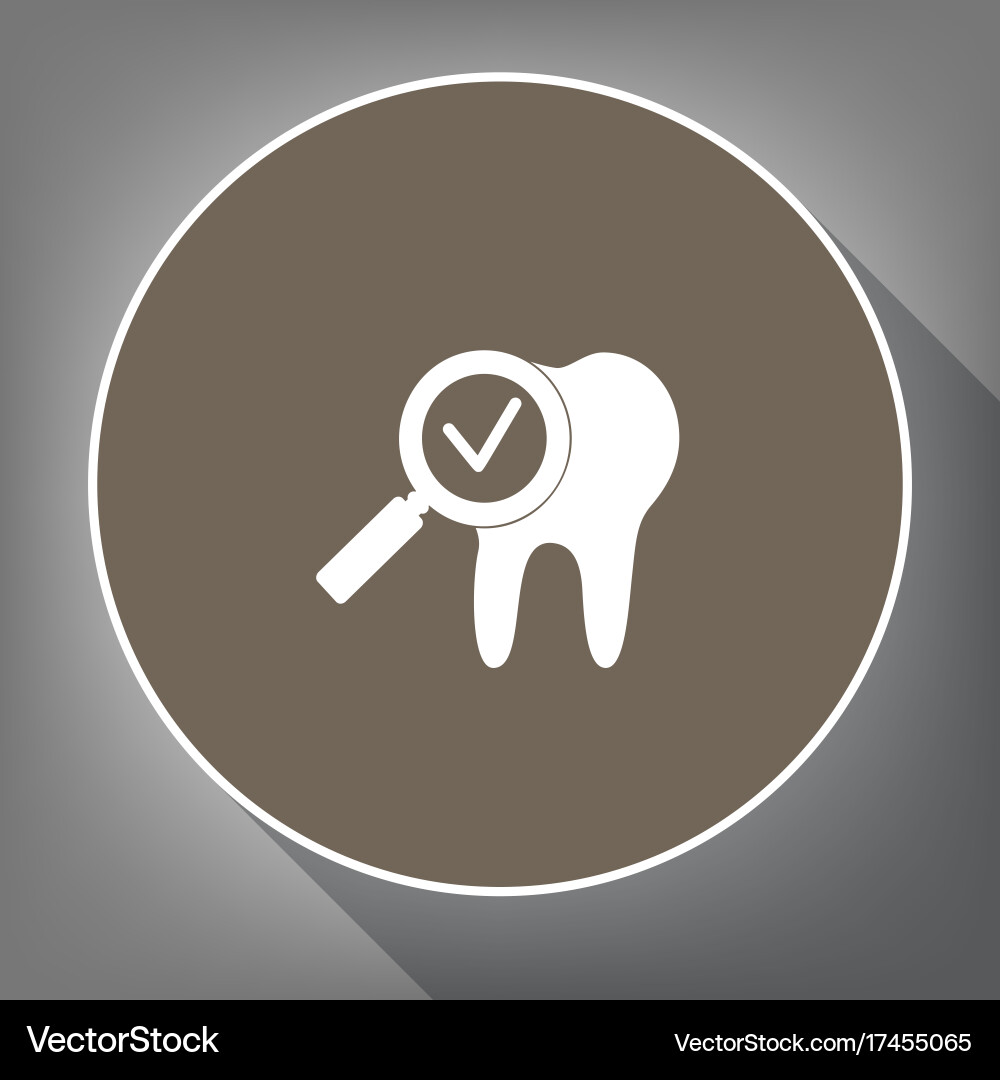 Tooth icon with arrow sign white Royalty Free Vector Image