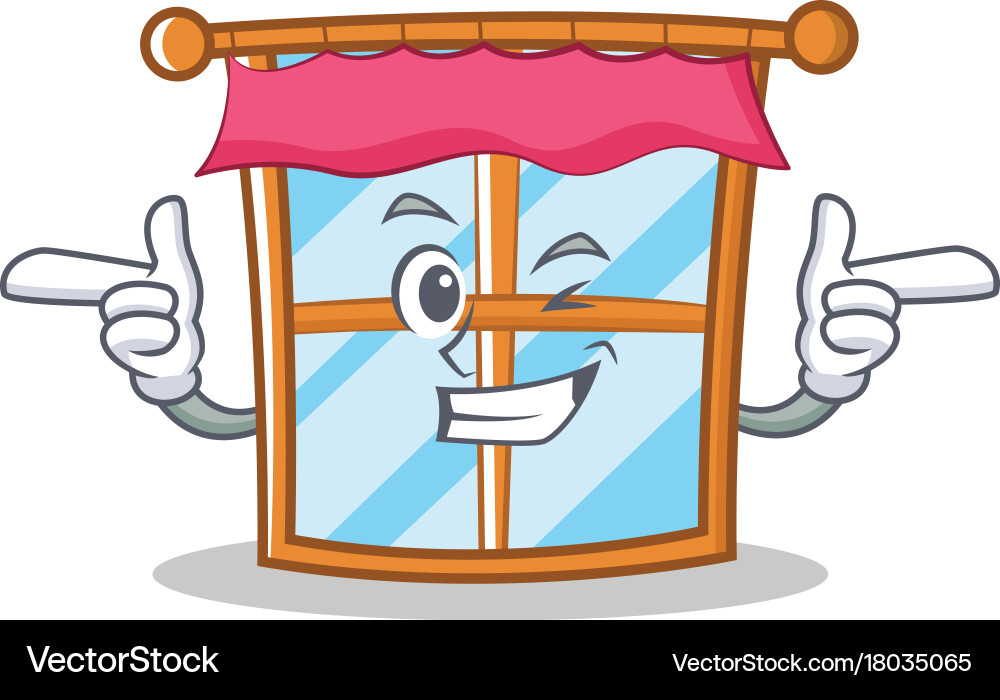 Wink windows character cartoon style Royalty Free Vector
