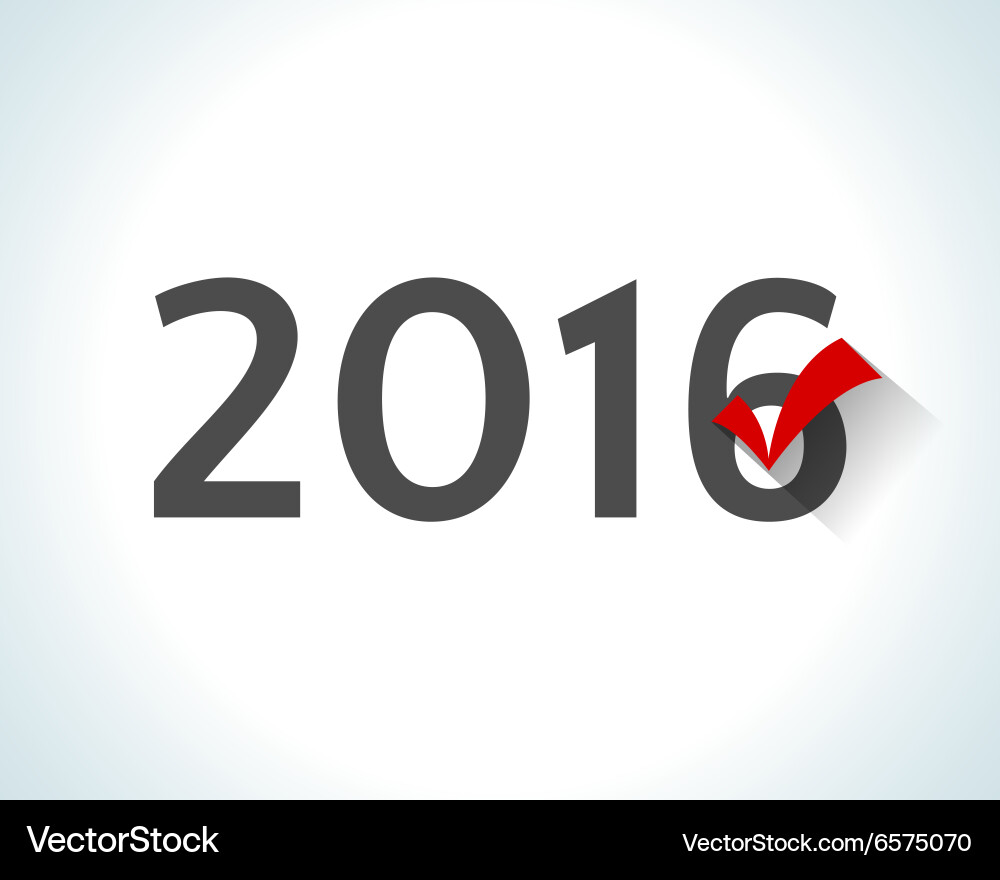 2016 written on white background with a red check Vector Image