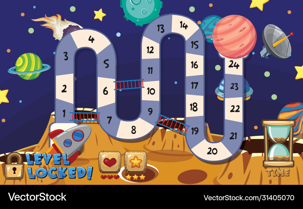 Boardgame template with space background Vector Image