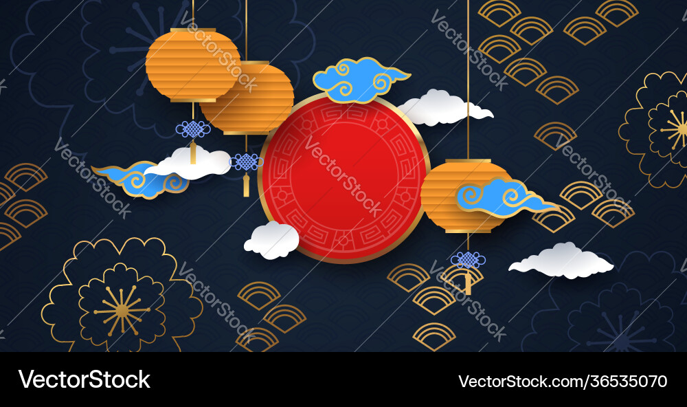 Chinese background template traditional asian Vector Image